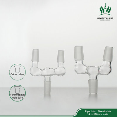 Glass Adapter Glass Bongs Accessories 14.4mm Male With Double 14.4mm Male Joint Size