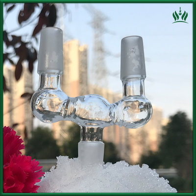 Double 14.4mm Male Joint Bubbler Bowl Glass Adapter , Tabacco Glass Adapter Bong,