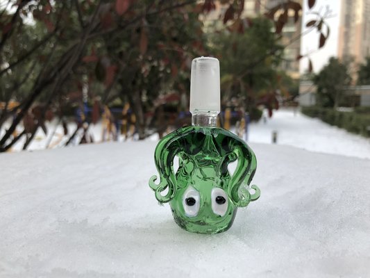 3.5 Inches Glass Bubbler Bowl 14.4mm Male Octopus Green Color For Glass Bong Water Pipe