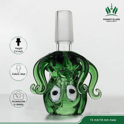 Glass Bongs Accessories  Bowl  With14.4mm Male Green Octopus  For  Water Pipe