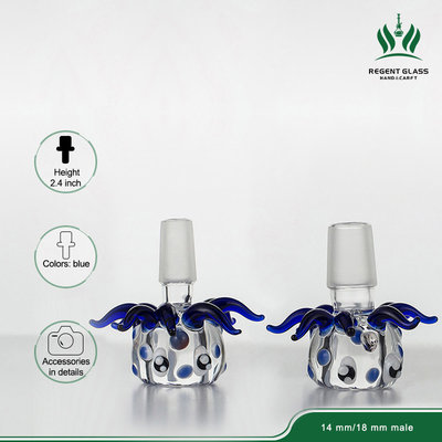 Blue Octopus Shaped  Glass Pipe Bowls , 14mm / 18mm Borosilicate Glass Hookah Bowl