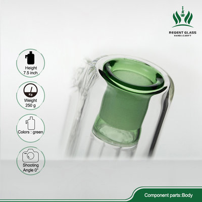 Showerhead Diffuser Glass Ash Catcher 5 Inches Green 8 Fingers Water Pipe Glass Bong