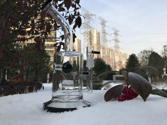 Black Toro Glass Oil Burner Water Pipe , Dab Rigs Jet Perc Thick Glass Oil Burner Smoking Pipe