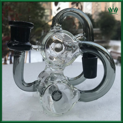 Percolators Glass Bongs Accessories 4.7 Inches Grey Double Barrel Recycler