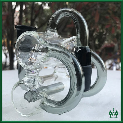 Custom Glass Oil Burner Tube Bongs Accessories 4.7 Inches Grey Double Barrel Recycler
