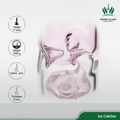 Pink Mushroom Thick Glass Smoking Pipe , Thriple Perc  Perc Glass Water Pipe 18.8 Mm Female Joint