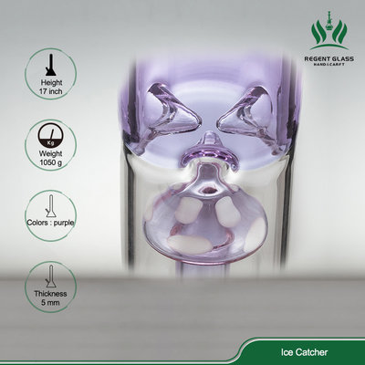 Cute Mushroom Perc Glass Water Pipe With Ice Catcher , 17 Inch Smoking Glass Water Pipe