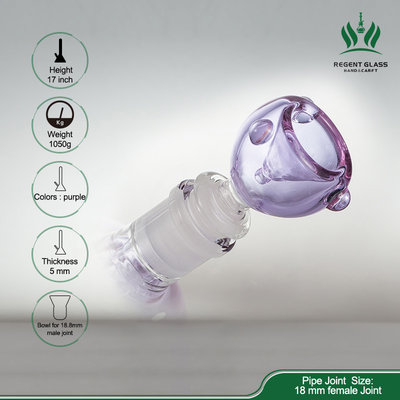 Cute Mushroom Perc Glass Water Pipe With Ice Catcher , 17 Inch Smoking Glass Water Pipe
