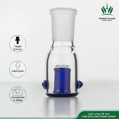 14.4mm Female Glass Bubbler Bowl With Snow Flower Screen Blue Color For Bongs