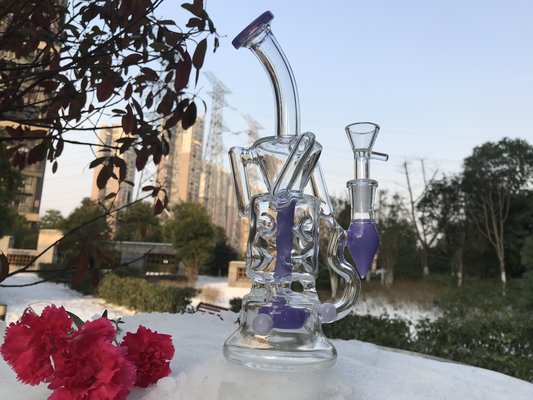 Perc Recycler Glass Water Tube Oil DAB Rig 14.4mm Female Joint For Smoking