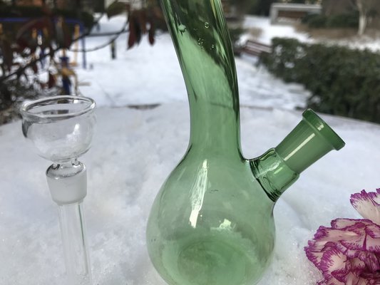 Custom Glass Hammer Bubbler / 7 Inches Mini 2 In 1 Oil Dark Green Glass Smoking Pipes