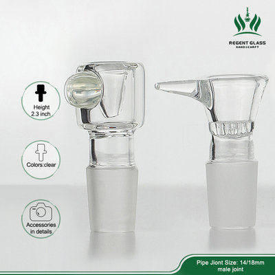 Clear Triangle Glass Bubbler Bowl , Hand Blown Glass Water Bongs Accessories