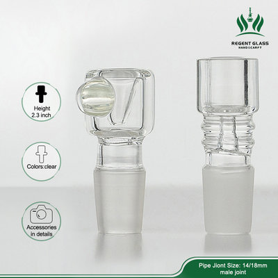 Spiral 2.3 Inches Glass Bubbler Bowl Bongs Accessories Clear 14.4MM 18.8MM Male