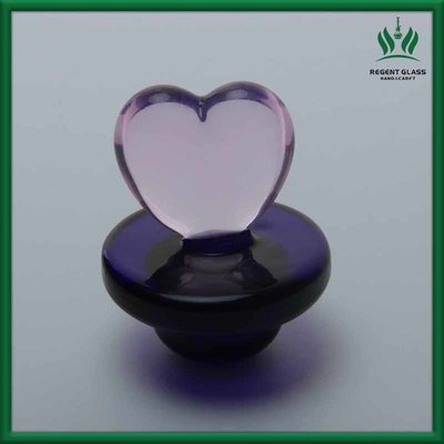 Pink Love Heart  Shaped Glass Bongs Accessories Glass Carb Cap For 2mm Quartz Banger