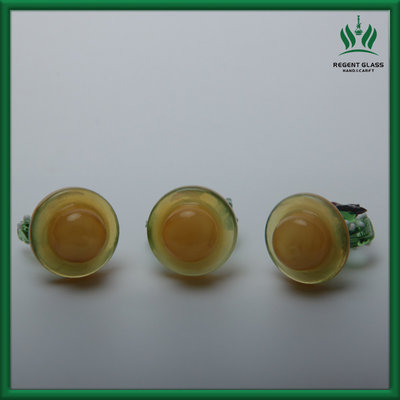 Borosilicate Glass Carb Cap Smoking Dabber , Yellow Owl Shaped Glass Carb Cap