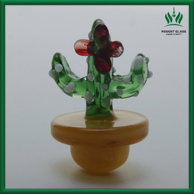 Cactus Shaped Glass Bubbler Carb Cap Dabber , Custom Dabber DAB Tool Carb Cap