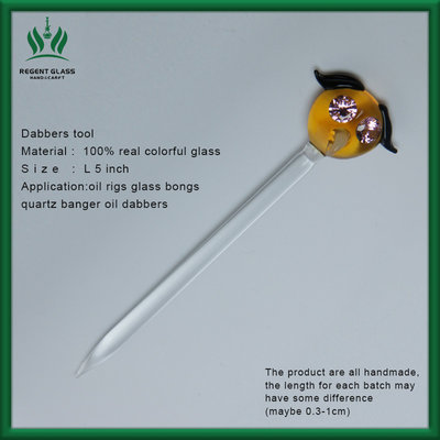 Cat Face Shaped Carb Cap And Dabber 4.5 Inches Yellow And Clear For Glass Water Smoking Pipe