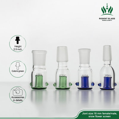 14.4mm Male Glass Bongs Accessories Snow Flower Screen Blue Customized