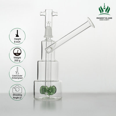 8 Inches Oil Rig Bubbler Thick Birdcage Recycler Tire Perc 14 Mm Male Joint