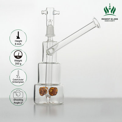 8 Inches Oil Rig Bubbler Thick Birdcage Recycler Tire Perc 14 Mm Male Joint