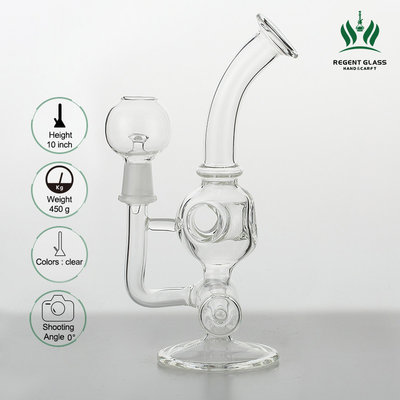 Custom Tobacco Tube Glass , 8 Inches 2 In 1 Inline Water Pipe Smoking Glass