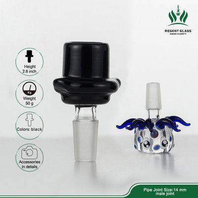 Custom Water Pipes Glass Bongs Bowl , Derby Black Tobacco Bubbler Bowl For Bong