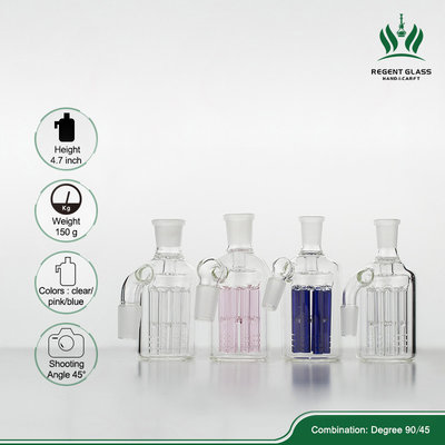 8 Tree Arms Glass Ash Catcher , 18.8mm 14.4mm Joint 4.7 Inch Clear Ash Catcher