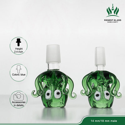 3.5 Inches Glass Bubbler Bowl 14.4mm Male Octopus Green Color For Glass Bong Water Pipe