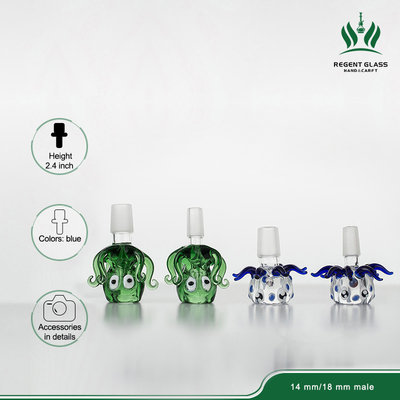 3.5 Inches Glass Bubbler Bowl 14.4mm Male Octopus Green Color For Glass Bong Water Pipe