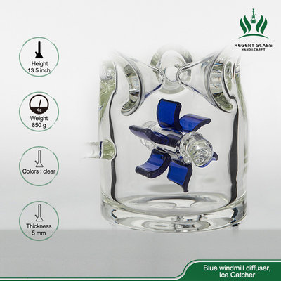 Windmill Diffuser Glass Water Pipe Glass Bubbler , Custom Beaker Bubbler Bong