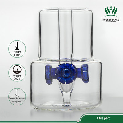 Mini Pillar Perc Glass Water Bubblers 8 Inches Blue Oil Rig DAB Rig Tobacco Pipe