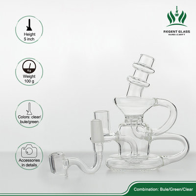 Mini Recycler Scientific Glass Bong , Showerhead Perc Glass Water Pipe