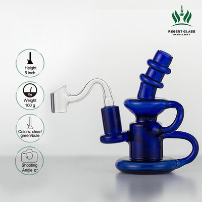 Mini Recycler Scientific Glass Bong , Showerhead Perc Glass Water Pipe