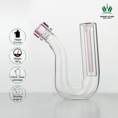 Pink U - Sharp Glass Hand Pipe Light Weight Beaker Bubbler Bong For Smoking