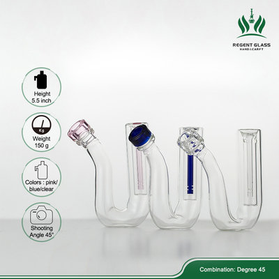 Pink U - Sharp Glass Hand Pipe Light Weight Beaker Bubbler Bong For Smoking
