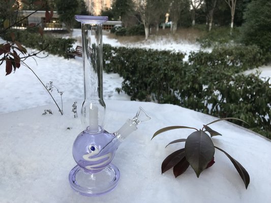 Custom Borosilicate Glass Smoking Tubes 9 Inches Purple Gravity Colourful Water Bong