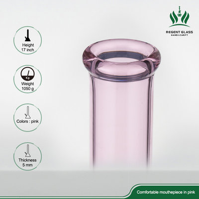 17 Inches Glass Smoking Tubes  Kettle Shaped Pink 3 Mushroom Diffuser With Ice Catcher
