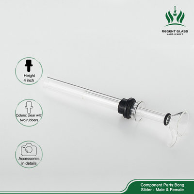 4 Inches Glass Oil Burner Tube Bongs Accessories With Two Rubbers Bong Slider