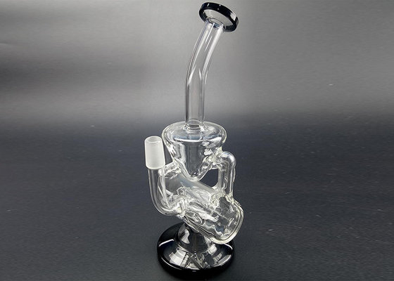 Black Double Bubbler Glass Pipe , Custom OEM & ODM Borosilicate Glass Bubbler Bong Pipe