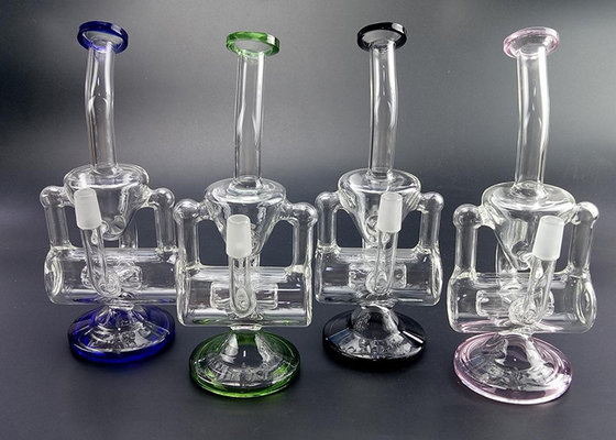 Black Double Bubbler Glass Pipe , Custom OEM & ODM Borosilicate Glass Bubbler Bong Pipe