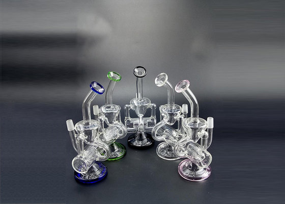 Clear Water Glass Water Bubblers Dab Rig Double Recycler Glass Bong 5MM Thickness