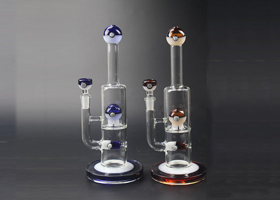 Double Recycler Bubbler Smoking Pipe , Amber Borosilicate Glass Mini Beaker Bubbler