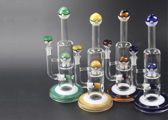 Double Recycler Bubbler Smoking Pipe , Amber Borosilicate Glass Mini Beaker Bubbler