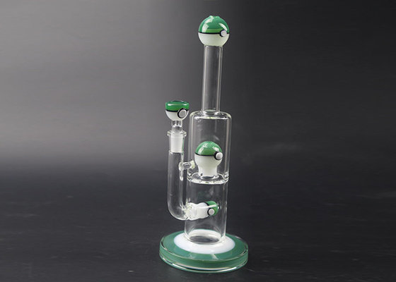 Poke Mon Ball Style Glass Water Bongs Double Recycler 11.8 Inches 5 Mm Thickness