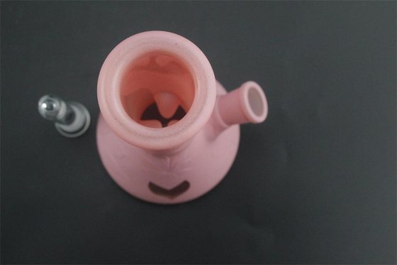 Pink Silicone Smoking Water Pipe , Customized Bottom Beaker Bongs 5MM Thickness