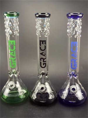 Borosilicate Glass Water Bongs Black Grace Smoking Water Pipe For Tobacco