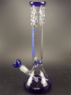 Blue Grace Glass Bubbler Water Pipes , Double Recycler Detachable Mouthpiece Bong