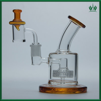 Amber Color  Mini Oil Rig  Glass Water Bongs With Body Quartz  Banger And Quartz Cap