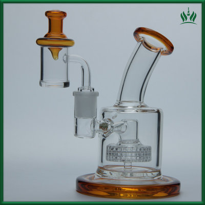 Amber Color  Mini Oil Rig  Glass Water Bongs With Body Quartz  Banger And Quartz Cap