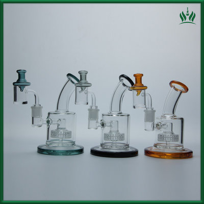 Amber Color  Mini Oil Rig  Glass Water Bongs With Body Quartz  Banger And Quartz Cap